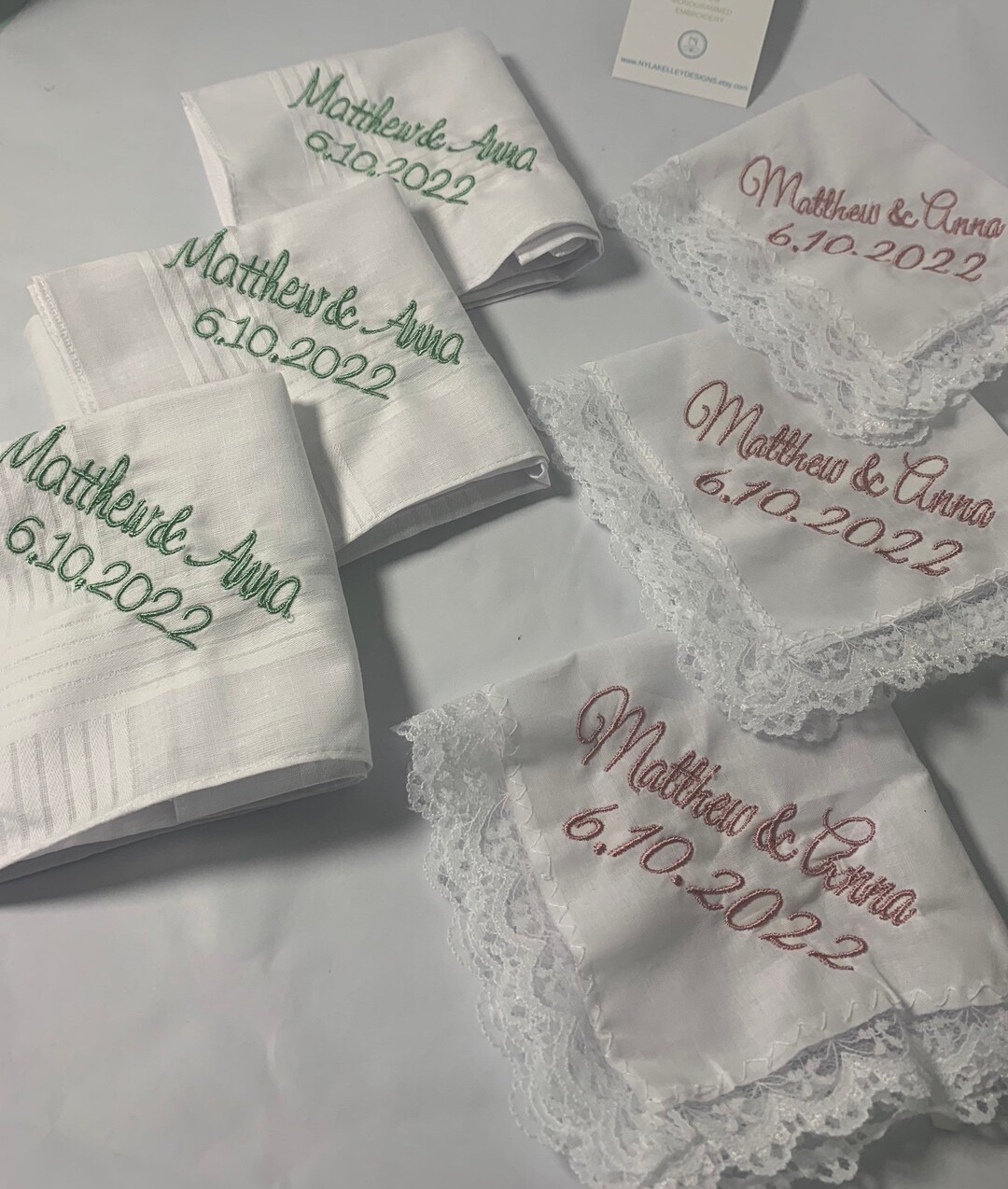 1) Embroidered Handkerchief Custom Phrase Lace Handkerchief Name ...