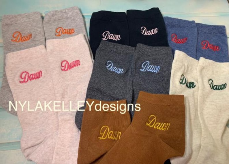 1 Pair KB Ladies Women's Crew Monogrammed Initials or Name on Casual ...