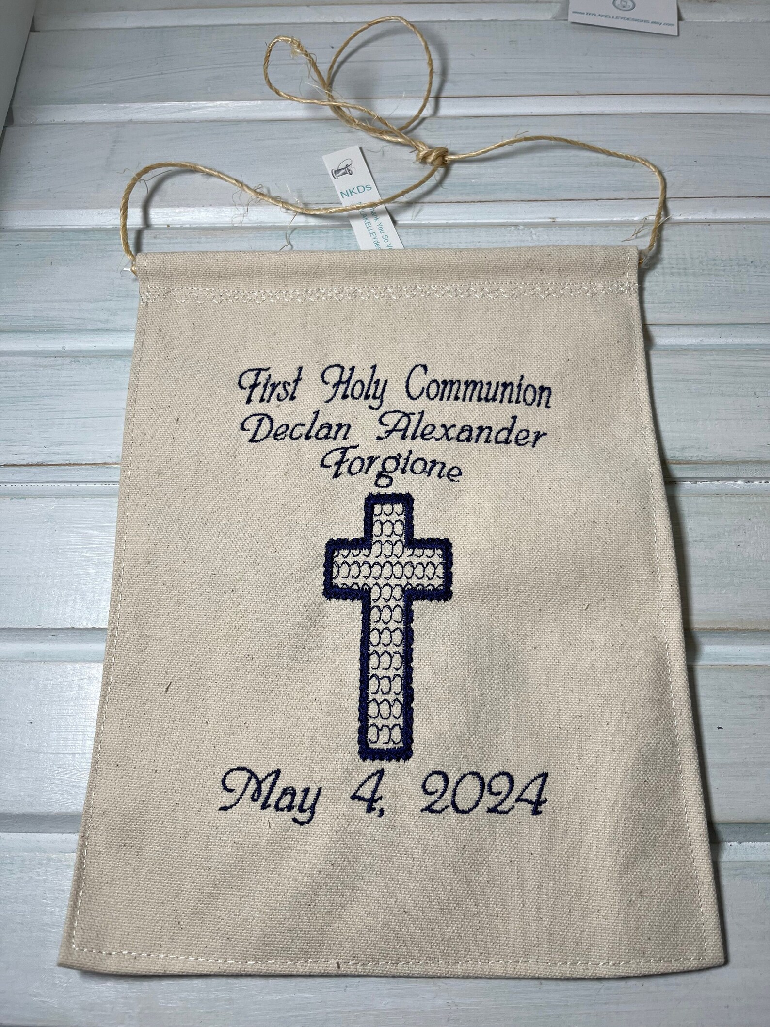 Small 8x11 First Holy Communion Braided Cross Custom Embroidered ...