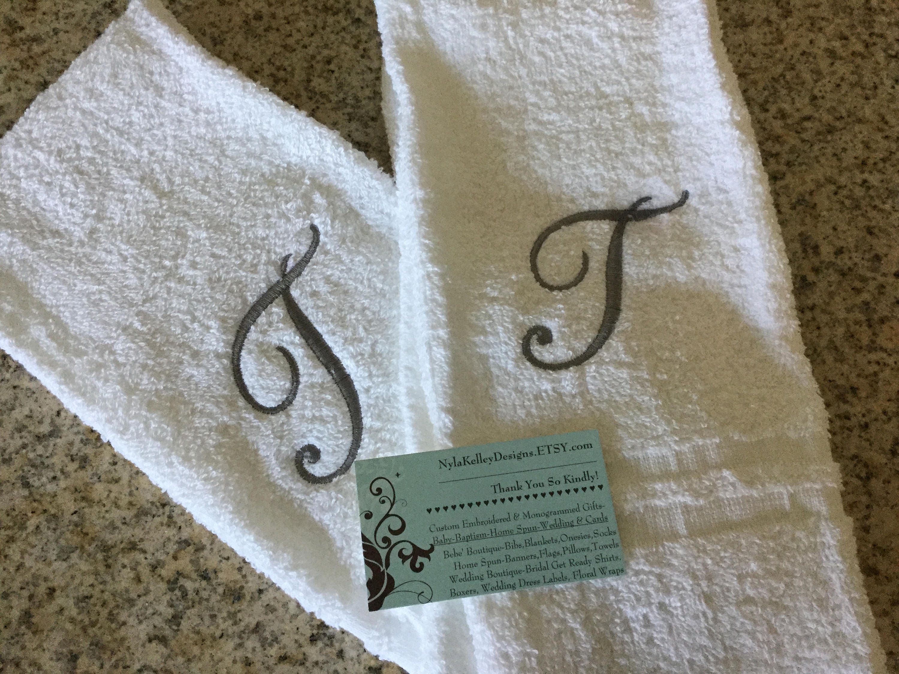 Square Framed Initial Towel | Custom Monogrammed Initial on White Hand ...