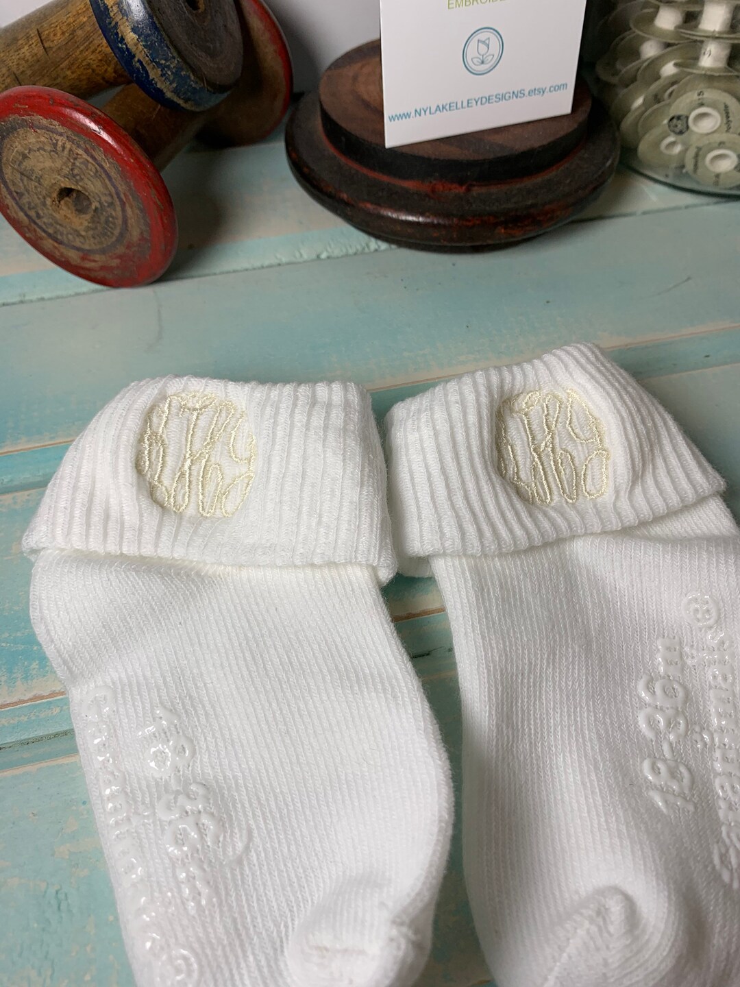 1pr Custom Monogrammed Rolled Cuff or Ankle Socks Cross - Etsy