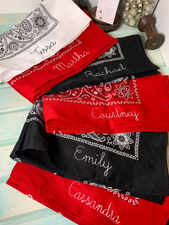 1 Embroidered Bandanna Hand Stitch Font Neck Wear Bridal | Etsy