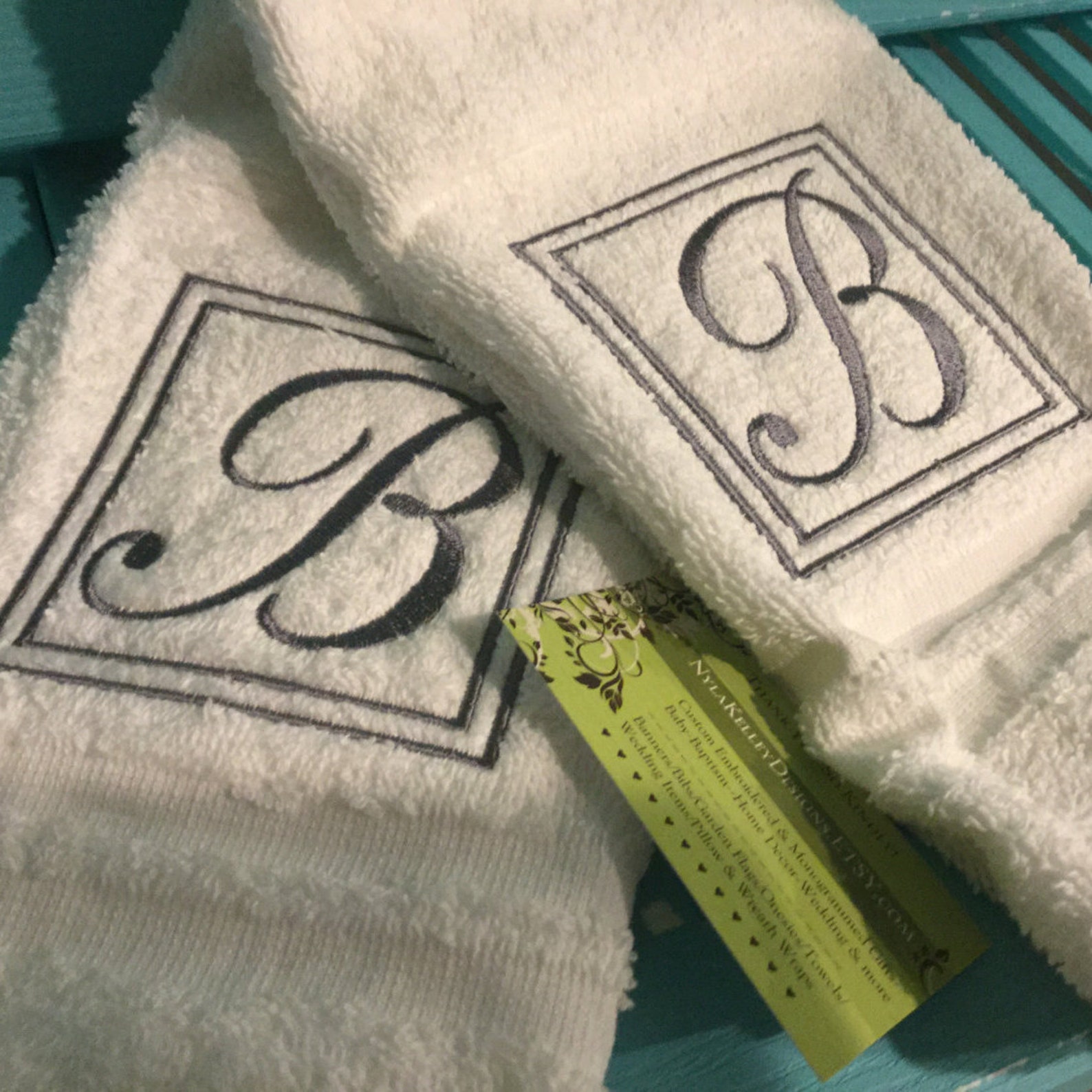 Square Framed Initial Towel Custom Monogrammed Initial on - Etsy