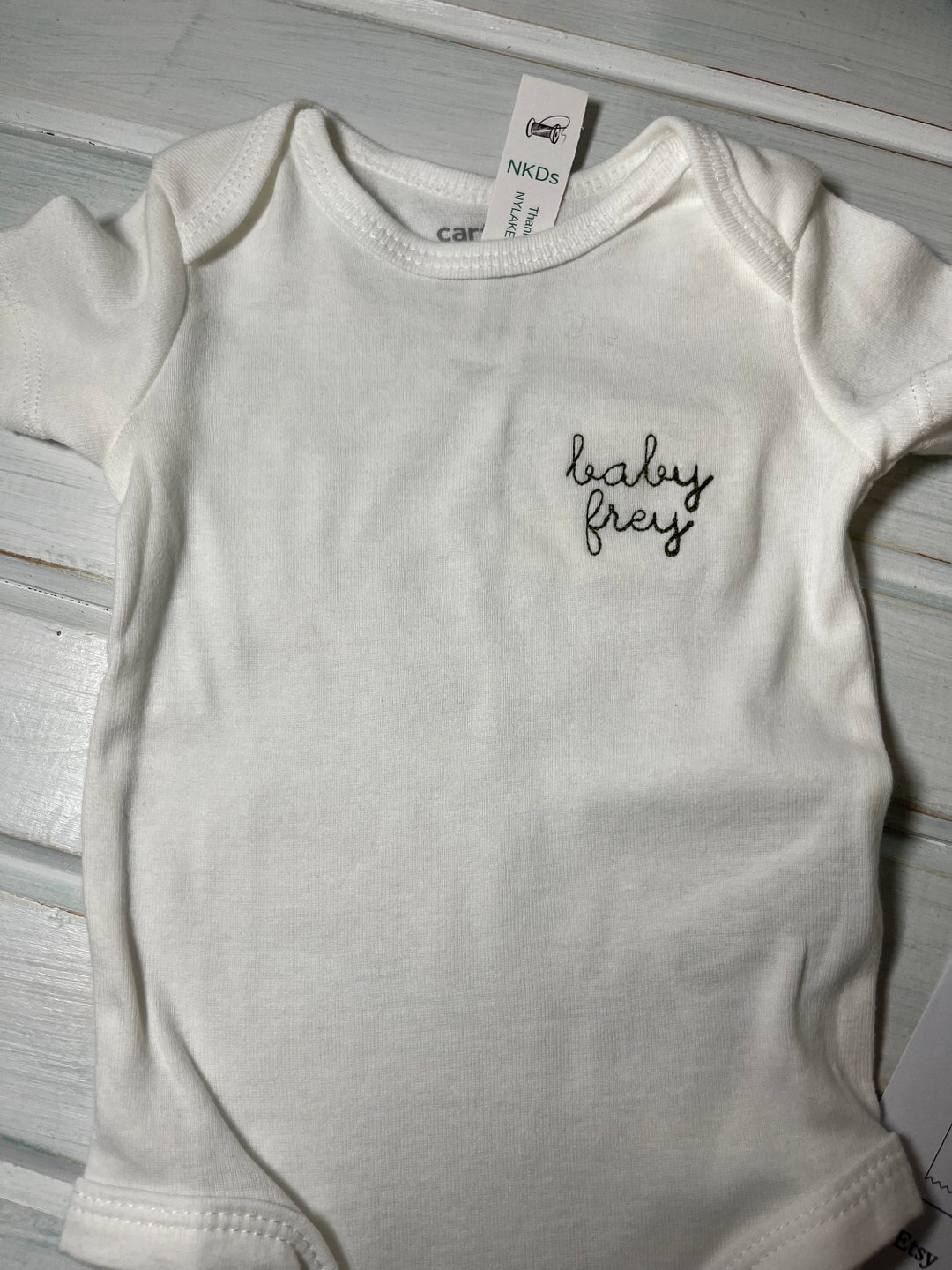 1new Design Preemie Snap Shirt Hand-stitched Cursive Grace Font Name ...