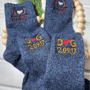 1 Pair Ladies Women's Embroidered Monogrammed Wool Crew Socks: Tweed ...
