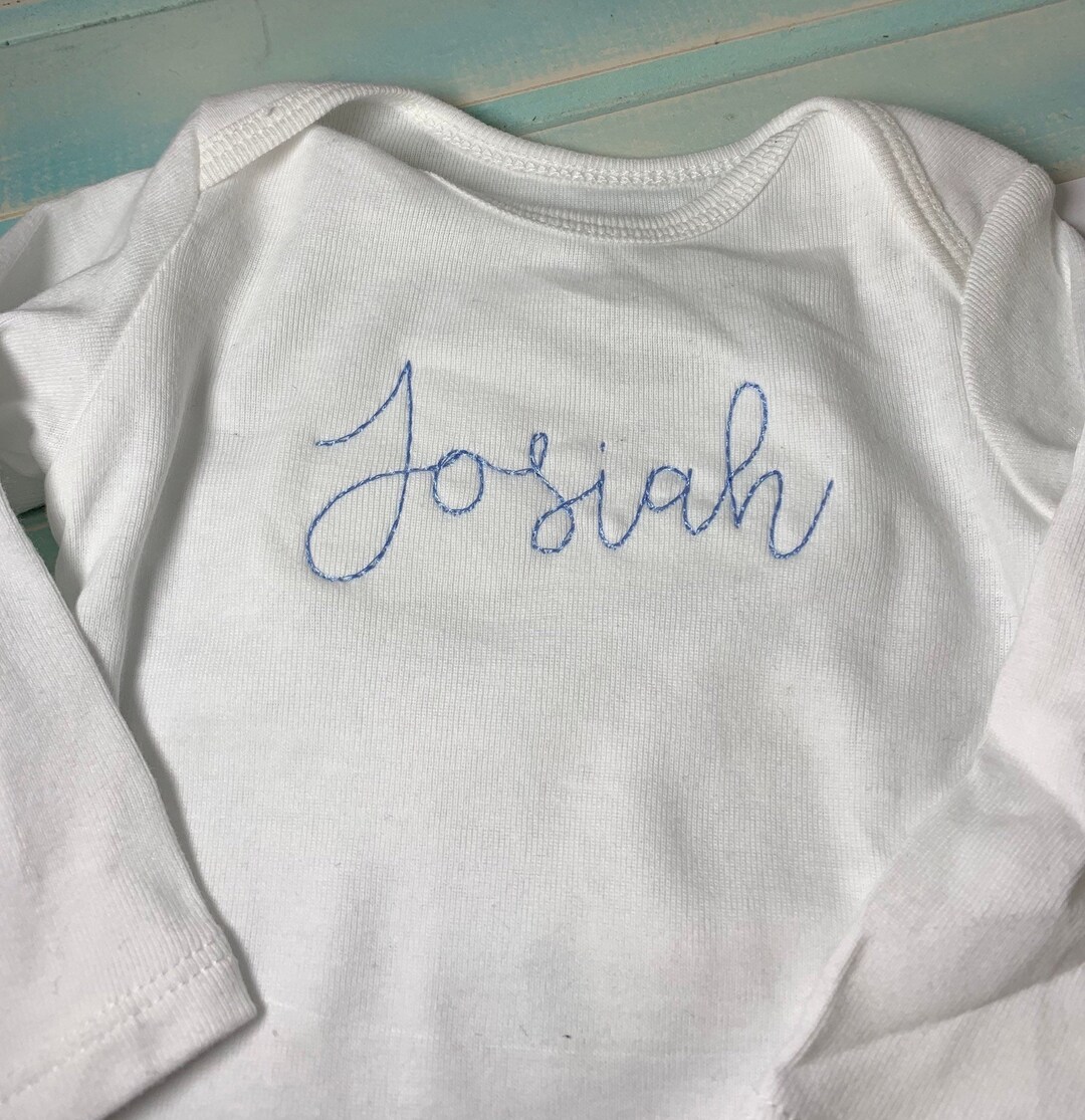 1 Hand-stitched Cursive Sailor Font Name Gerber Onesie®™ - Etsy