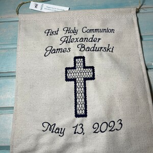 Small 8x11 First Holy Communion Braided Cross Custom Embroidered ...