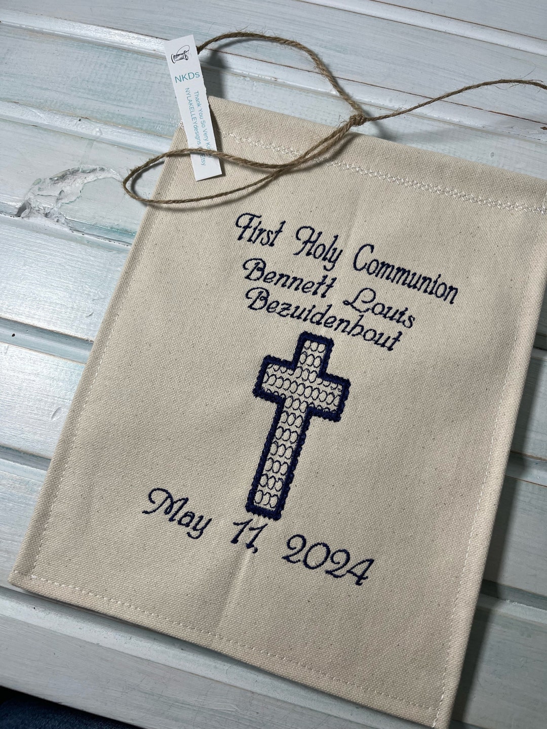 Small 8x11 First Holy Communion Braided Cross Custom Embroidered ...