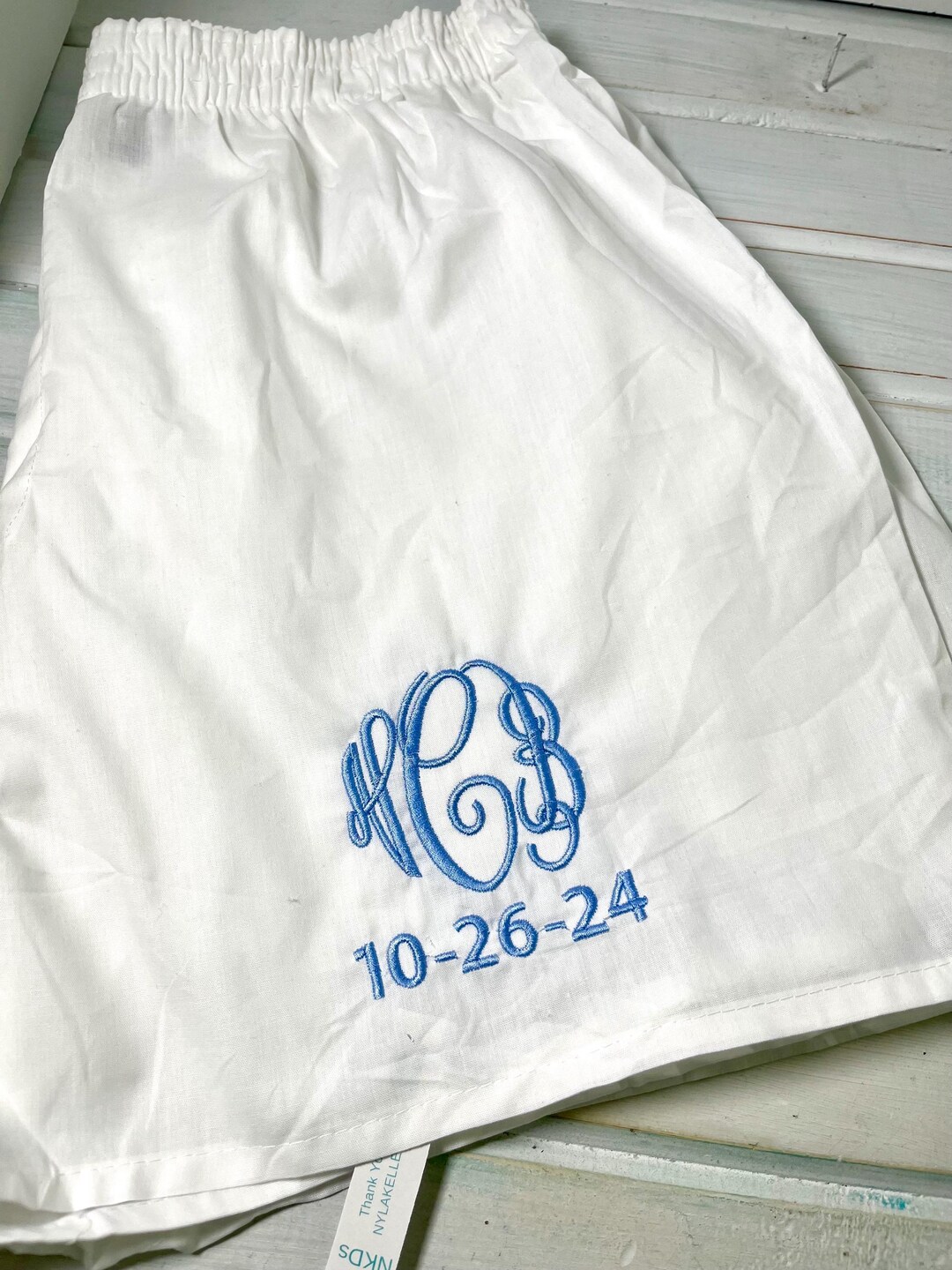 1 Pair White Men’s Embroidered Groom Underwear Boxers Wedding New ...