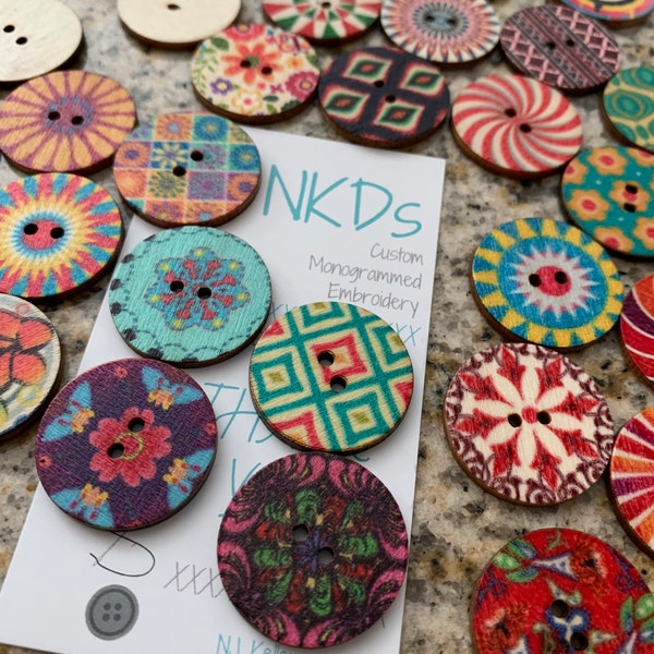 Painted Wood Buttons - Etsy