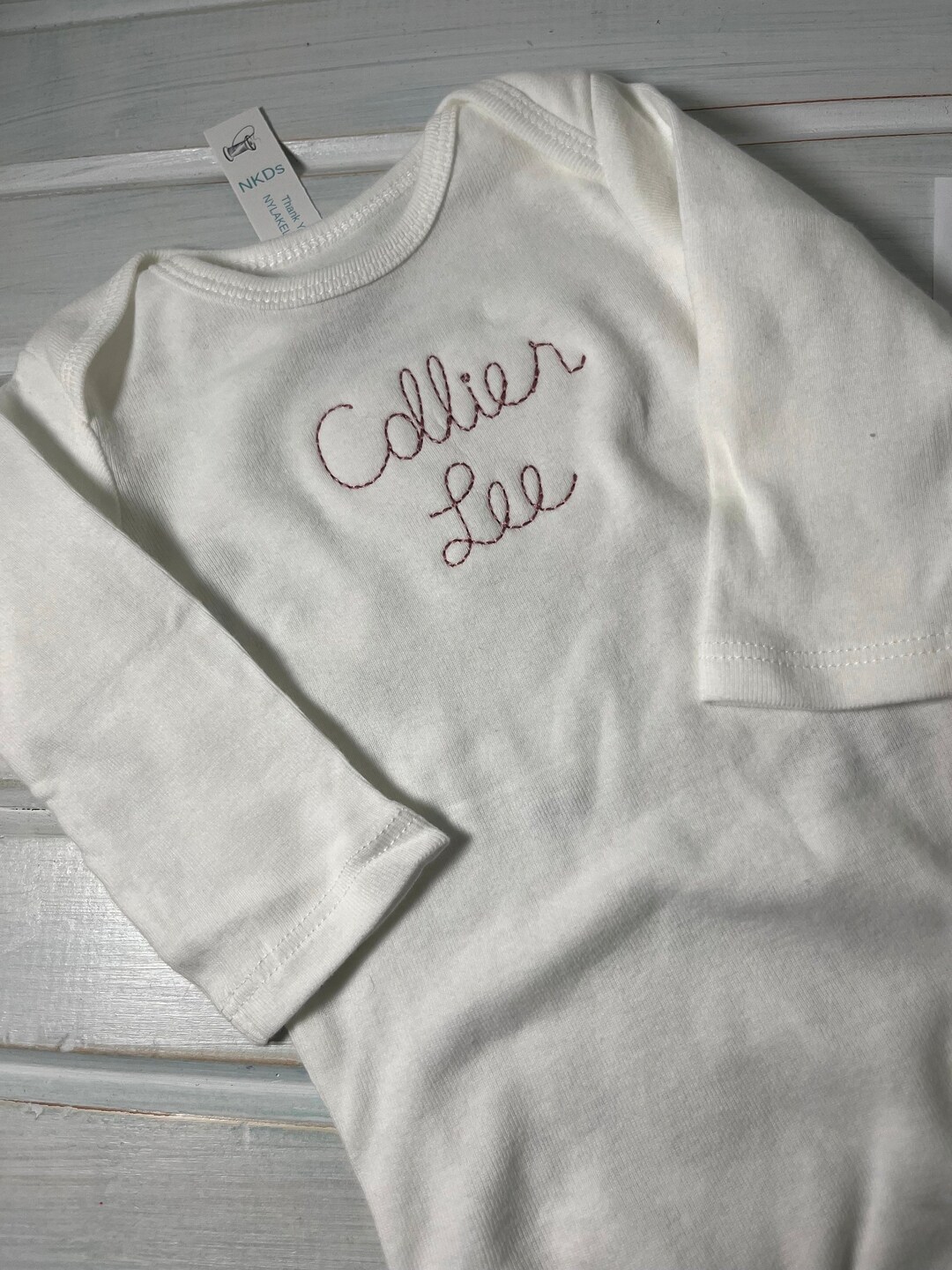 1 Large Cursive Hand-stitched Grace Font Name Gerber Onesie®™ Preemie ...