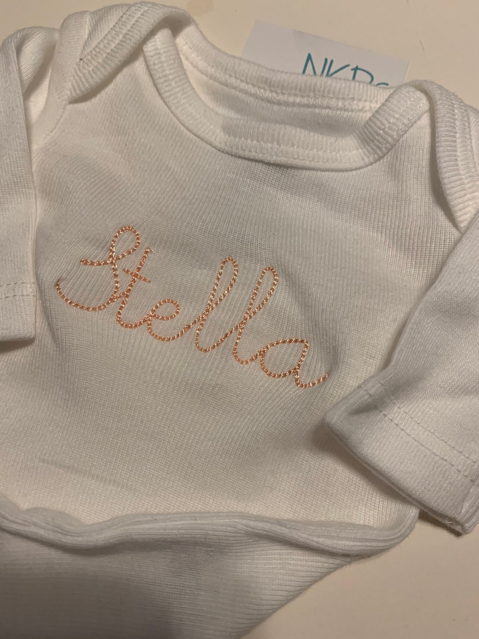 1 Unisex Hand-stitched Cursive Hadley Font Name Gerber - Etsy