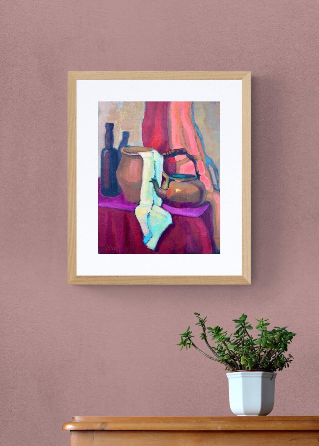 Vivid Still Life Oil Painting – Original Art With Pottery and Textiles ...