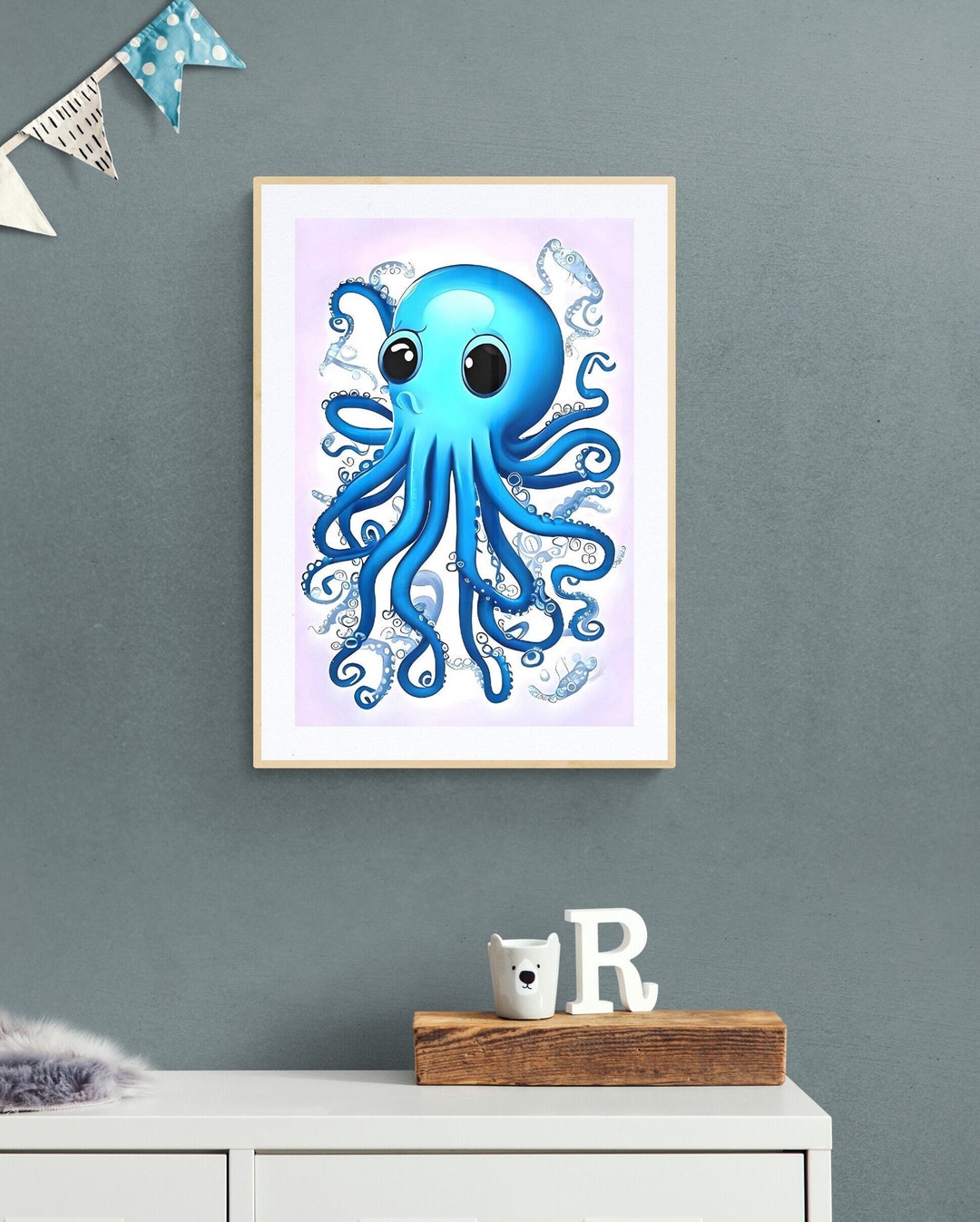Grumpy Baby Octopus Wall Art Print | Octopus Poster | Octopus Wall ...