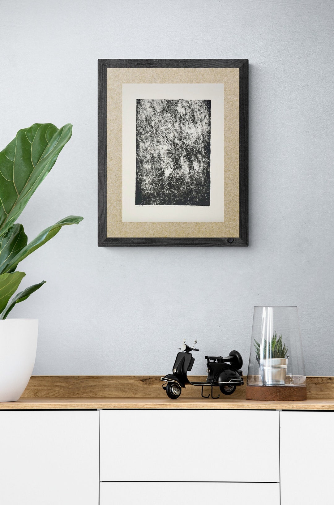 Minimalist COLLAGRAPH, Original Art PRINT, Original Etching, Black and ...