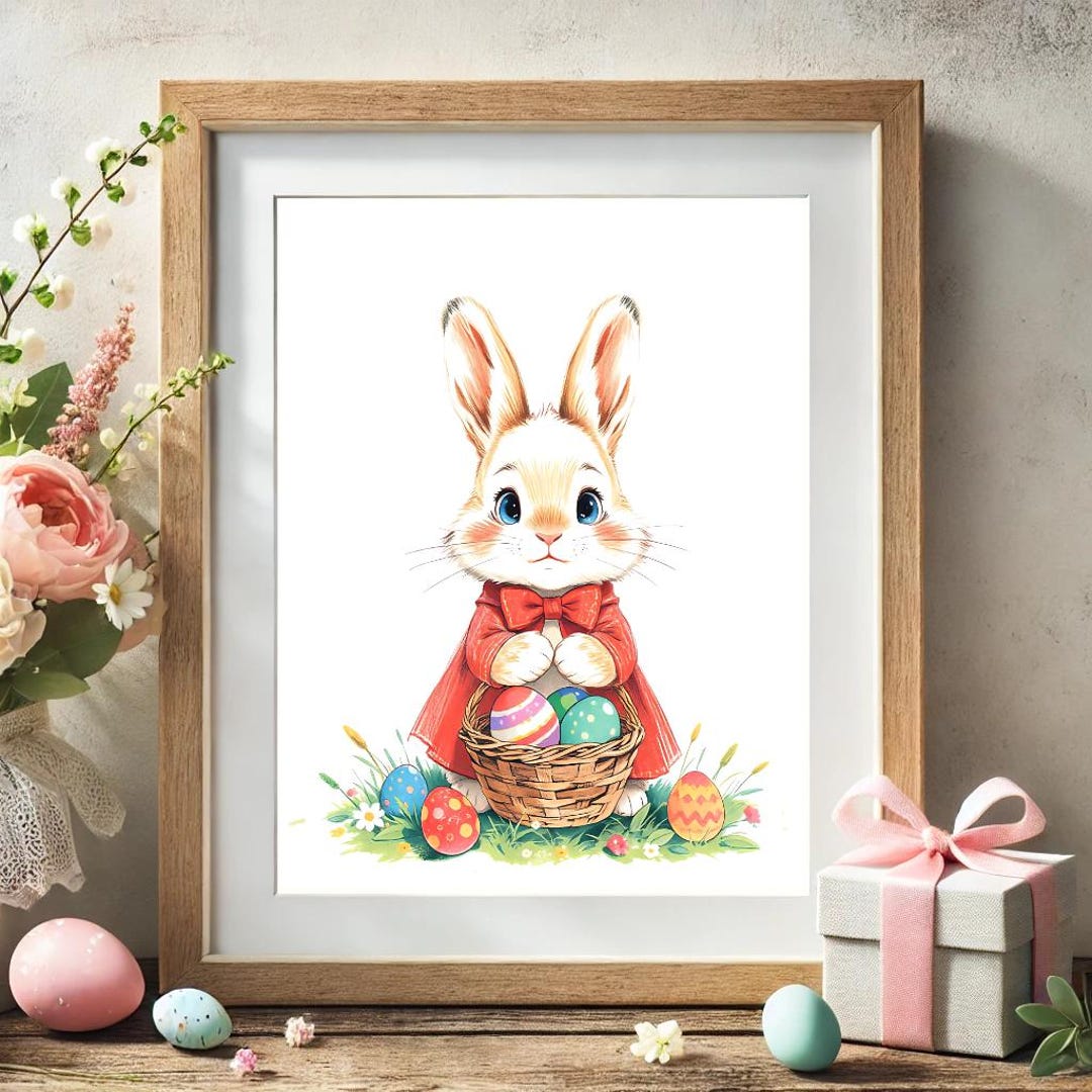 Easter Bunny Art Print | Instant Digital Download | Bunny Nursery Art ...
