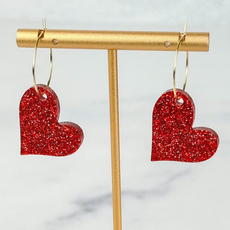 Red Glitter Acrylic Heart - Etsy