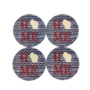 Wisconsin Coasters, Personalized Wisconsin Coaster Set, Wisconsin State ...