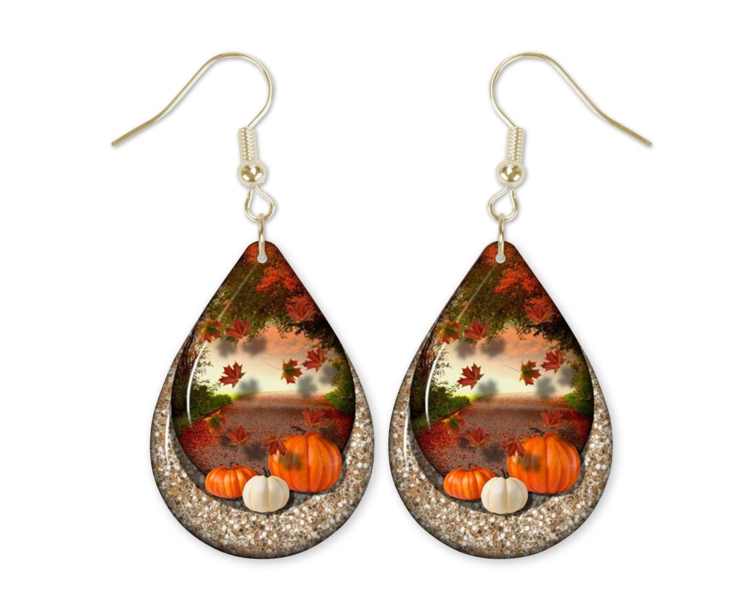 Fall Earrings, Fall Pumpkin Earrings, Fall Teardrop Earrings, Fall ...
