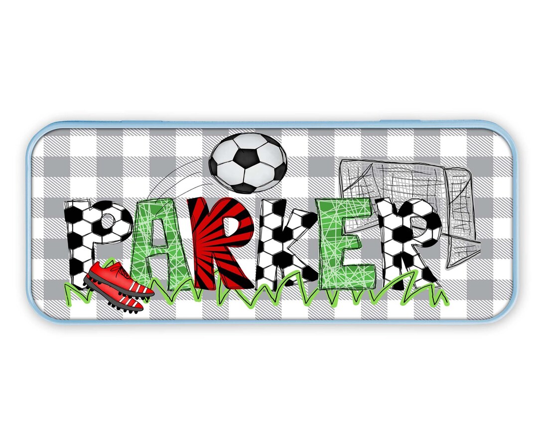 Soccer Pencil Box, Metal Soccer Pencil Box for Boys, Personalized ...