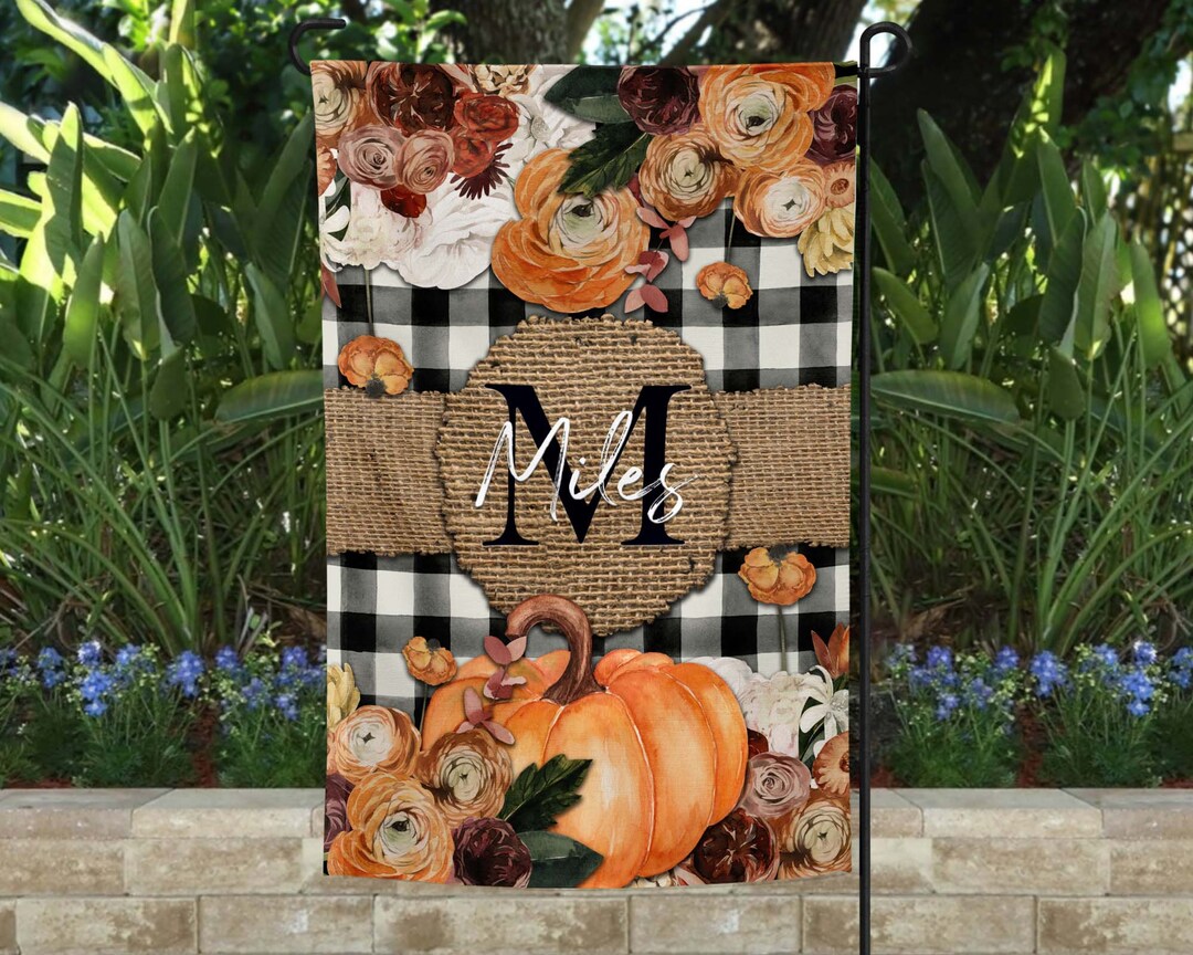 Custom Fall Flag, Fall Garden Flag, Burlap Garden Flag, Garden Decor ...