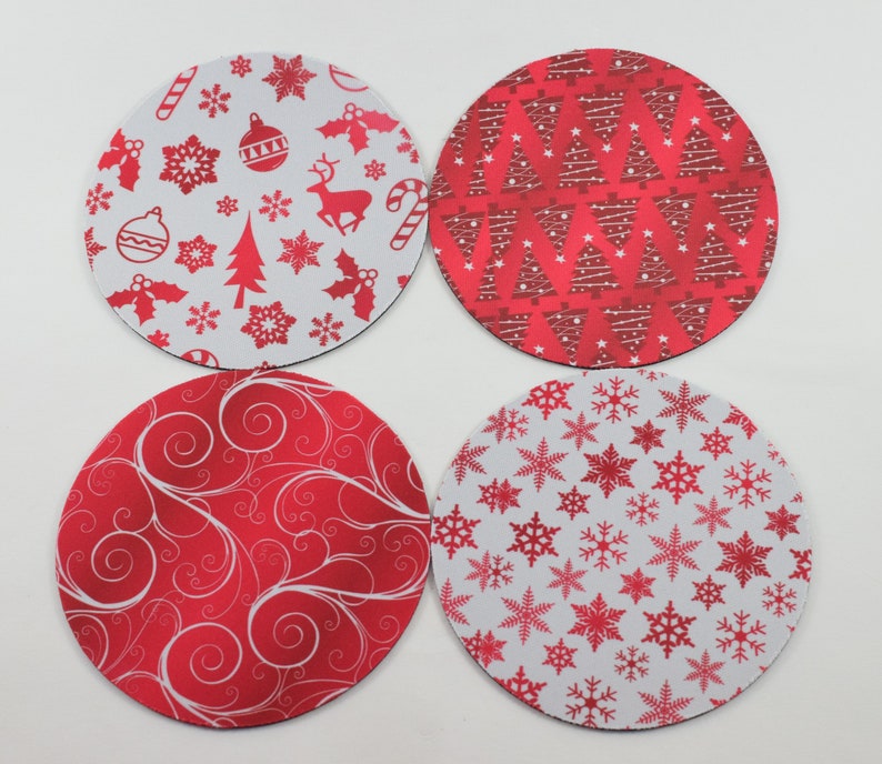 Red and White Christmas Coasters Holiday Coasters Christmas - Etsy