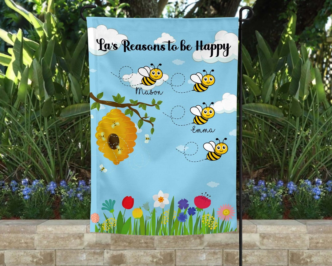 Grandma's Reasons to Be Happy Flag, Bee Flag, Grandma's Garden Flag ...