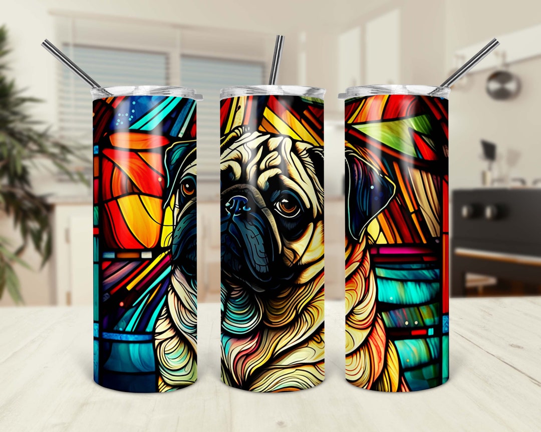 Pug Tumbler, Pug Mom Gift Idea, Pug Coffee Tumbler, Pug Water Bottle ...