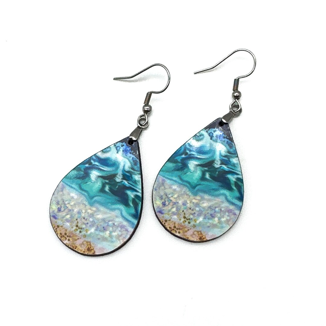 Beach Earrings Beach Dangle Earrings Beach Themed Earrings - Etsy