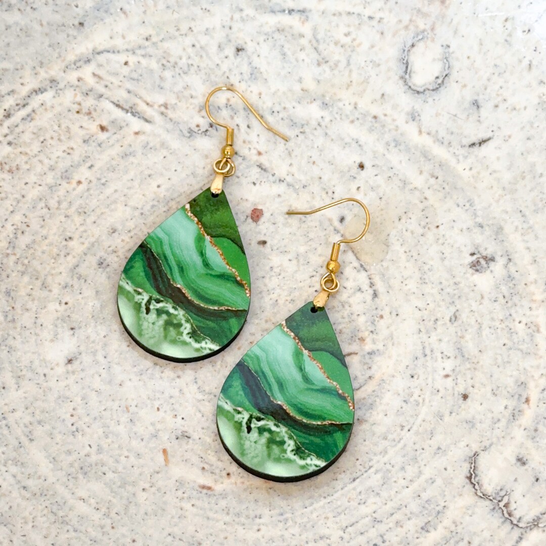 Green Earrings, Green Dangle Earrings, Kelly Green Dangle Earrings ...