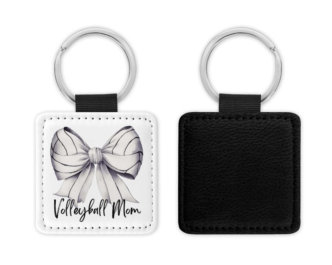 Volleyball Mom Keychain, Volleyball Bow Key Ring, Faux Leather Sports ...