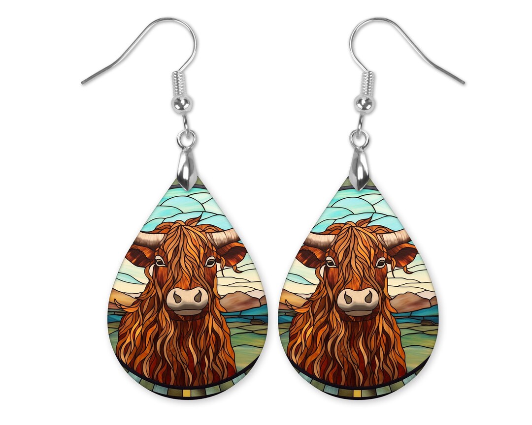 Highland Cow Earrings, Cow Earrings, Cute Cow Earrings, Animal Earrings ...