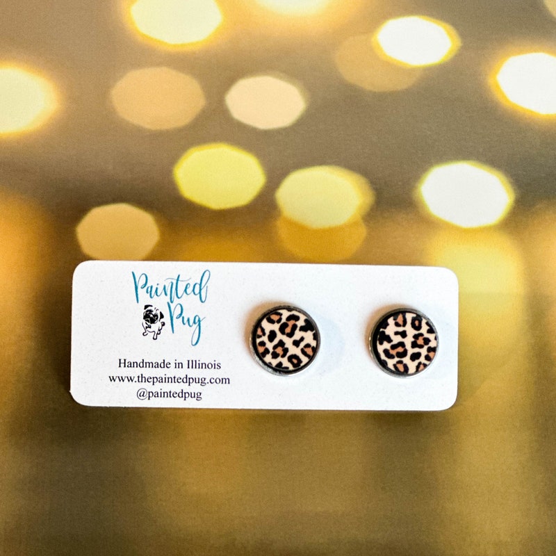 Leopard Stud Earrings - Etsy