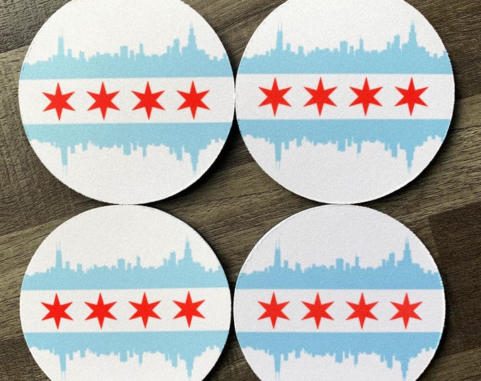 Chicago Coaster Set - Mix & Match - Chicago Flag, Skyline, Drink Local ...