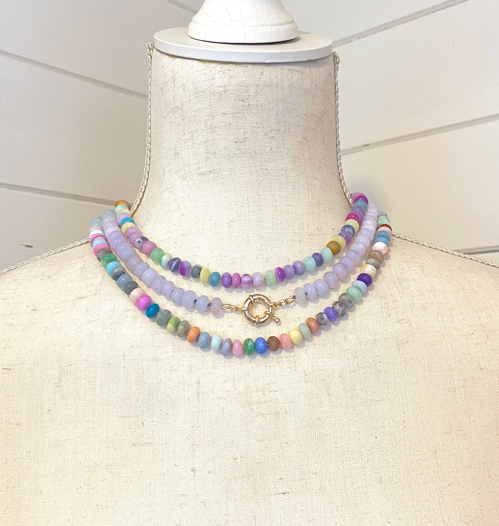 Confetti Colours Opal Candy Beads Necklace With Gold Clasp - Etsy