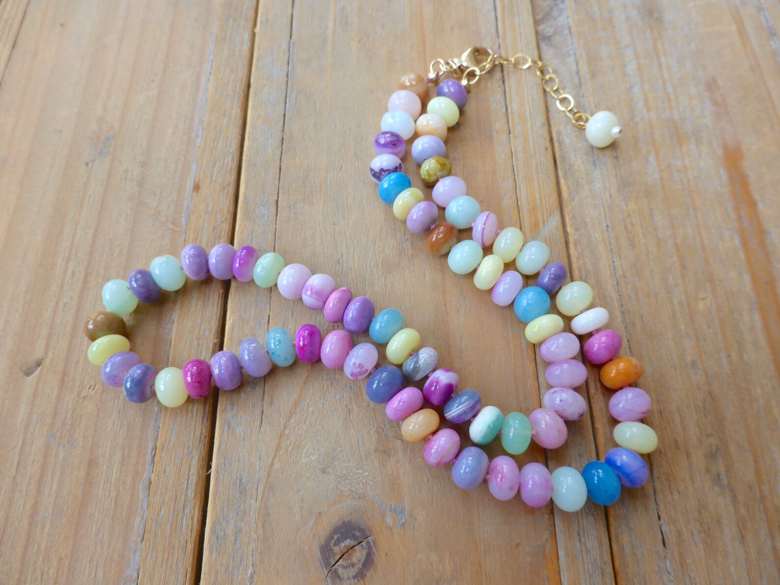 Confetti Colours Opal Candy Beads Necklace With Gold Clasp - Etsy