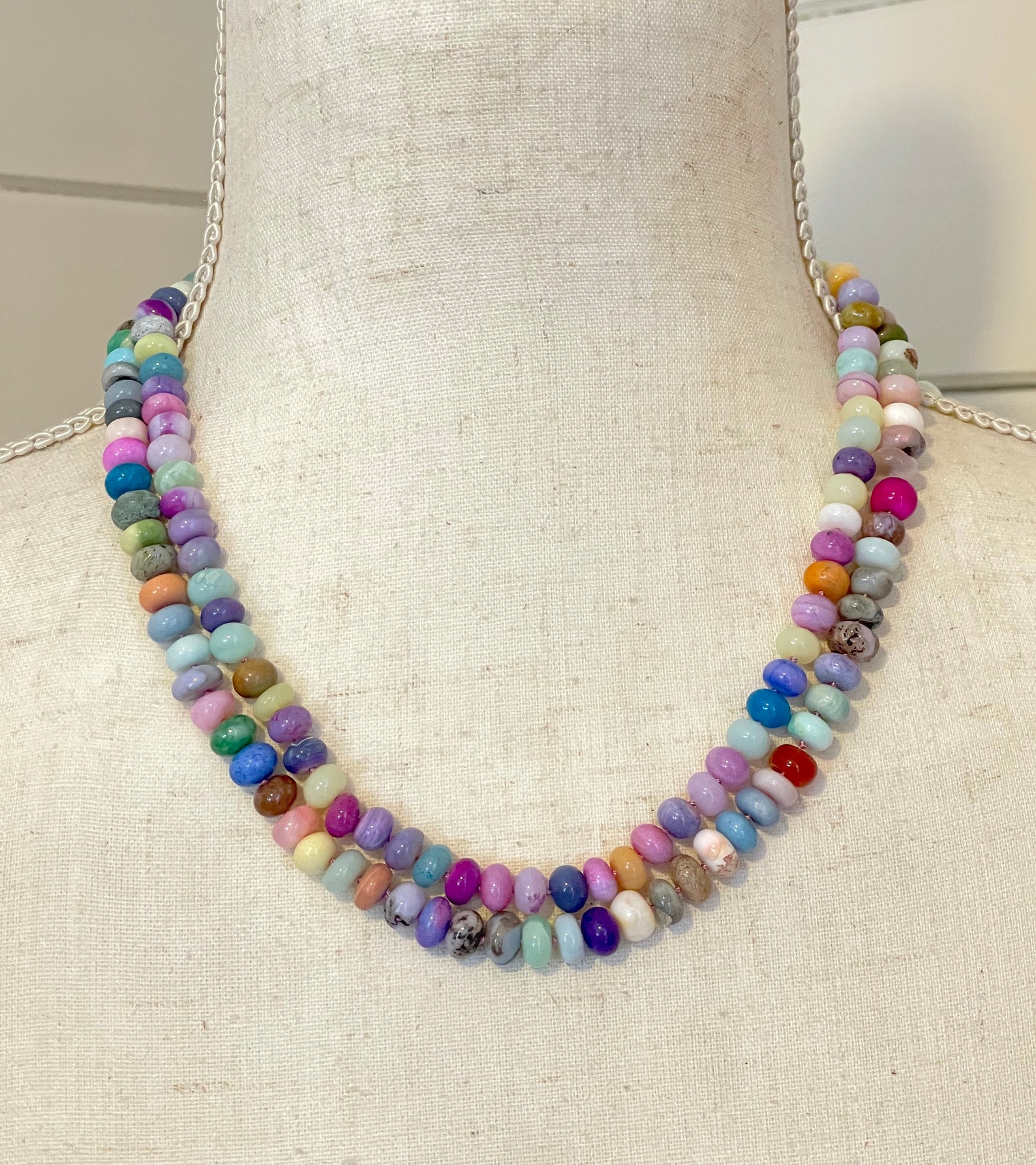 Confetti Colours Opal Candy Beads Necklace With Gold Clasp - Etsy