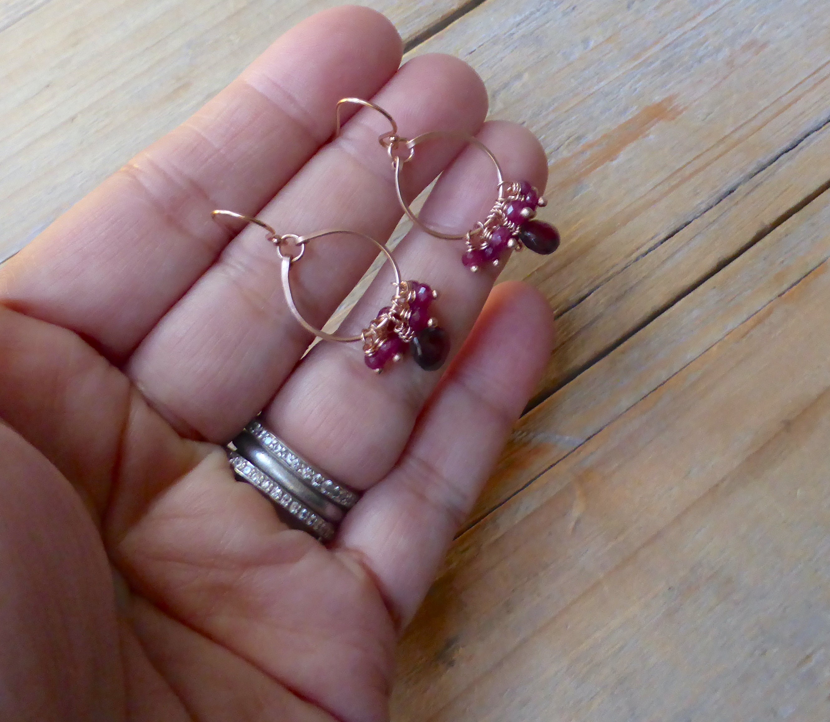 Blood Red Garnet Drop With Ruby Fringe Rose Gold Earrings - Etsy