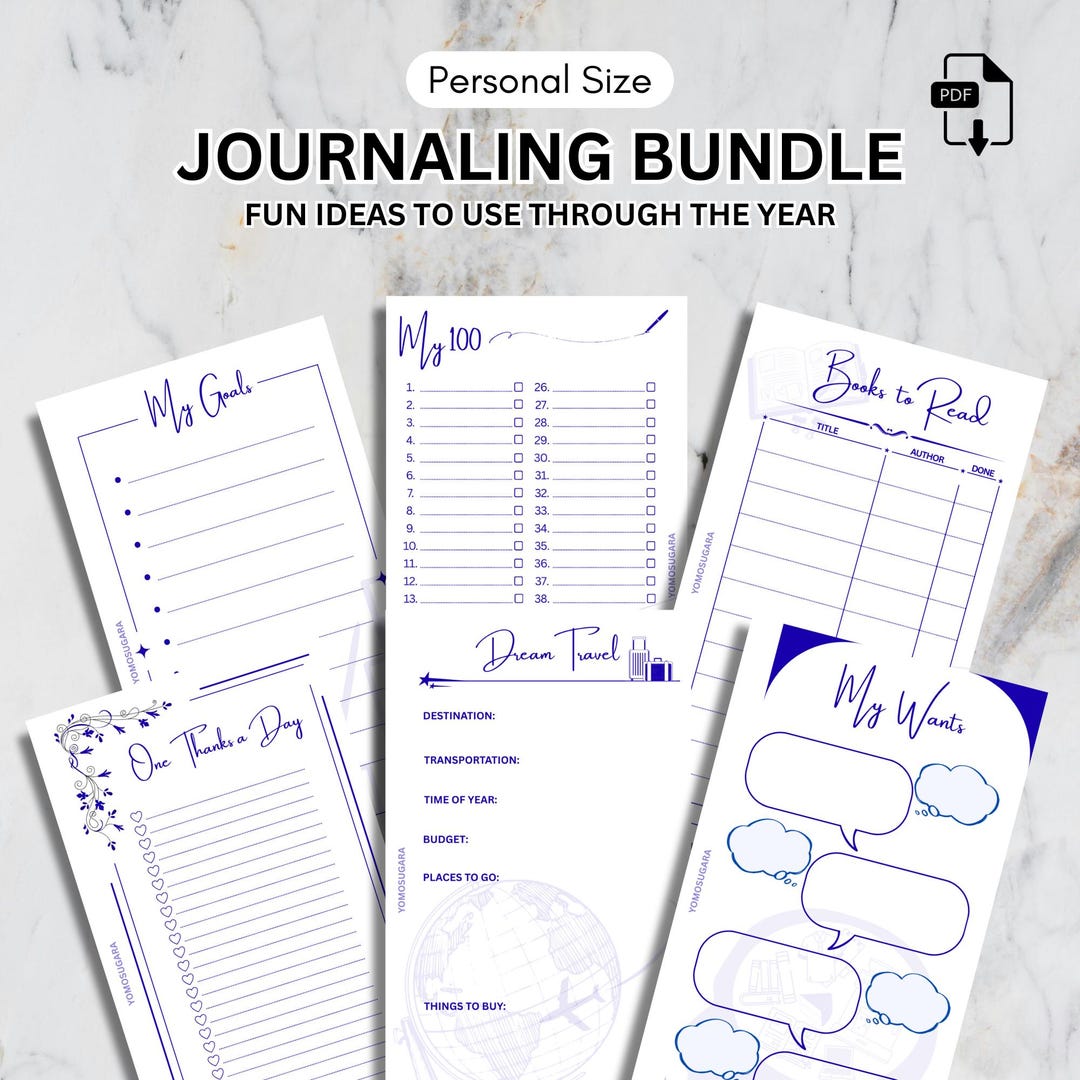 Personal | Journaling Bundle Inserts | Filofax/6 Ring Planner Refills ...