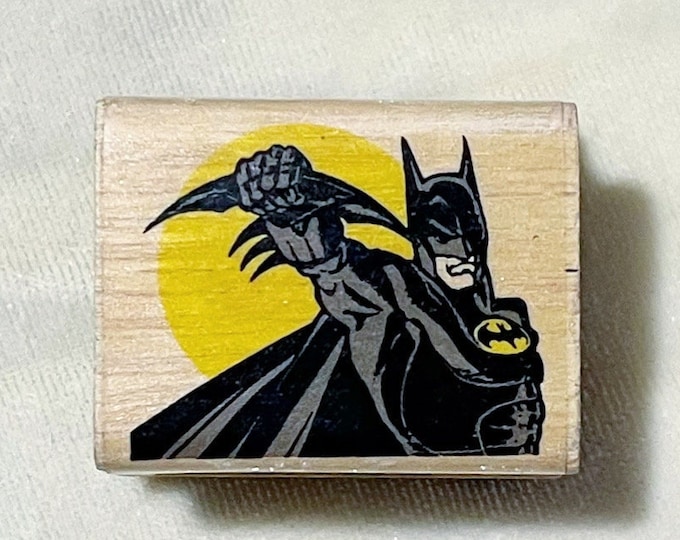 X 1991 Small Batman Cartoon Art Bat Signal Pose Wood Mounted Rubber ...