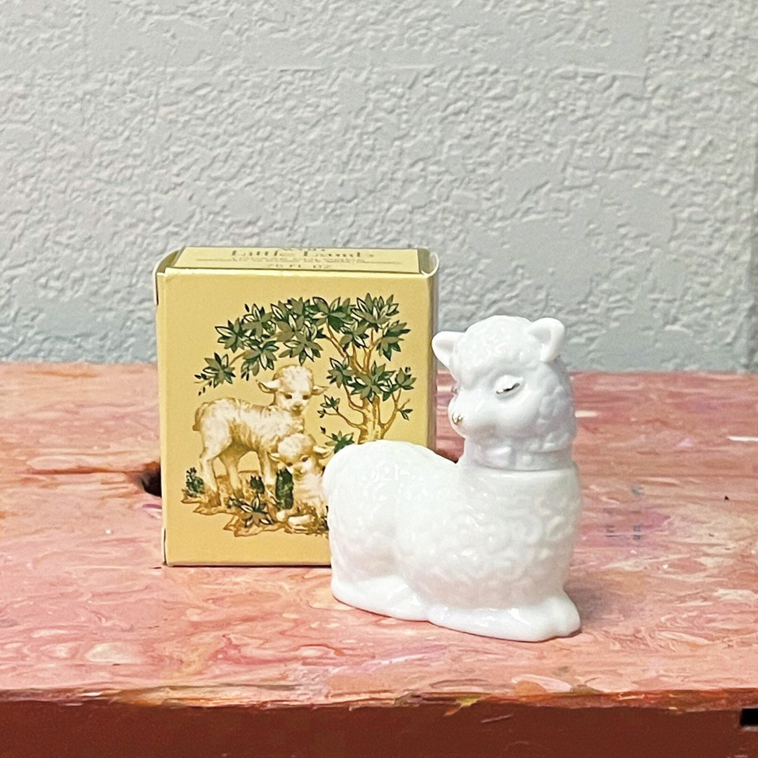 Little Lamb White Milk Glass Sleeping Lamb Perfume Cologne Bottle by ...