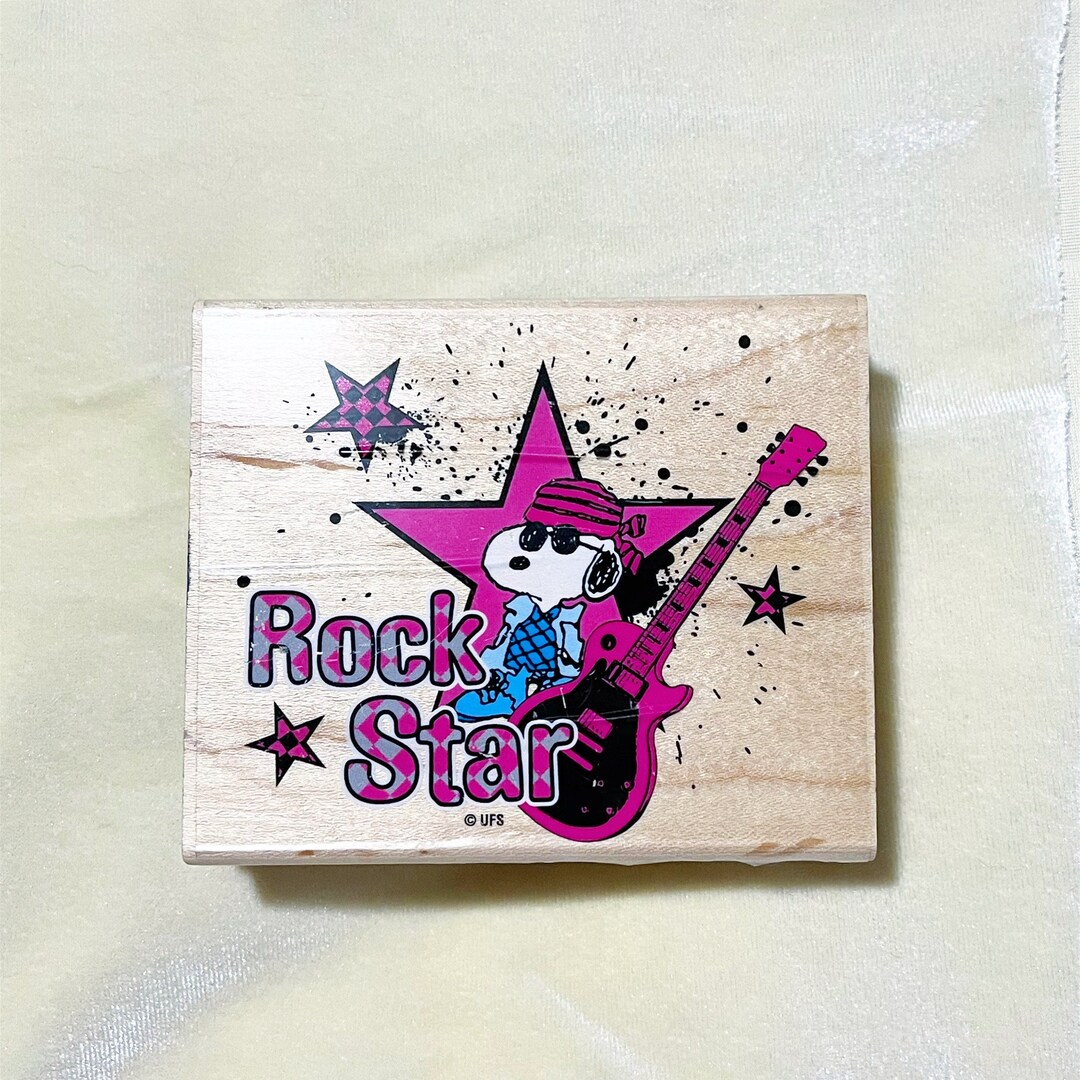 X Large Rock Star Mid 2000s Punk Guitar Snoopy Wood Mounted Rubber ...