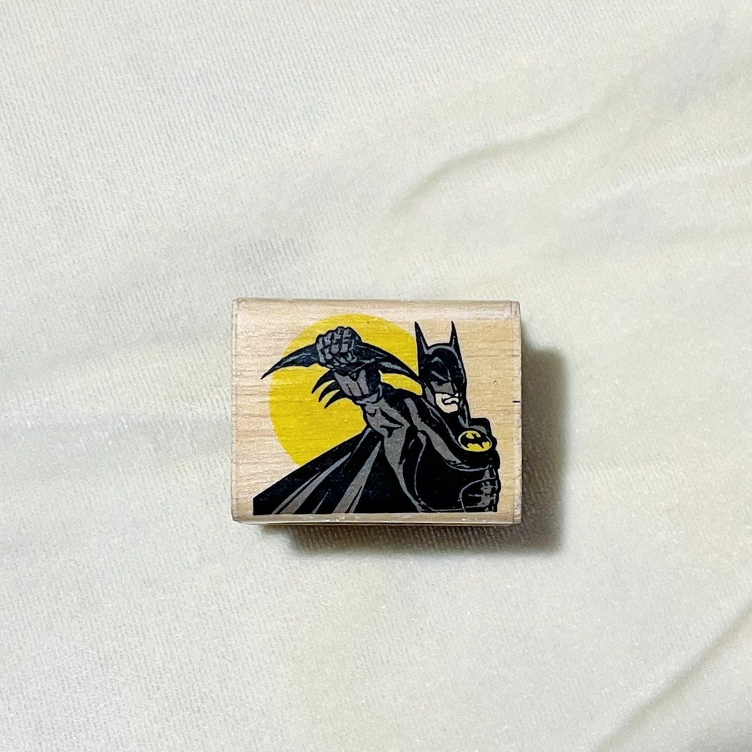 X 1991 Small Batman Cartoon Art Bat Signal Pose Wood Mounted Rubber ...
