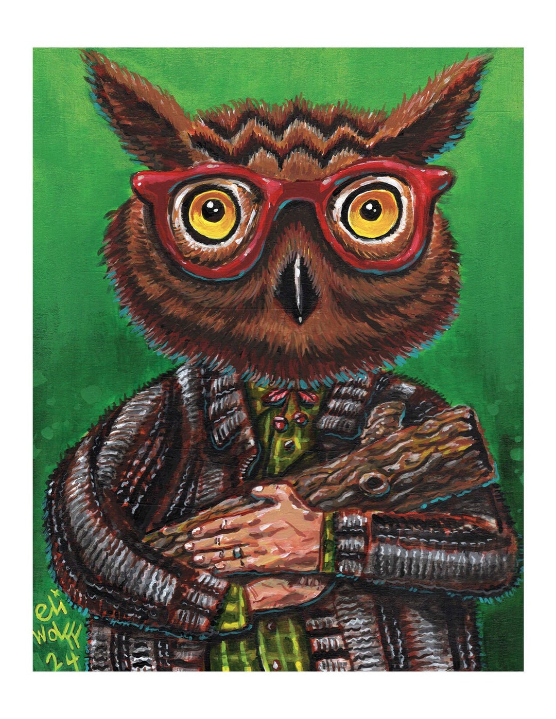 Owl Log Lady Art Print - Etsy