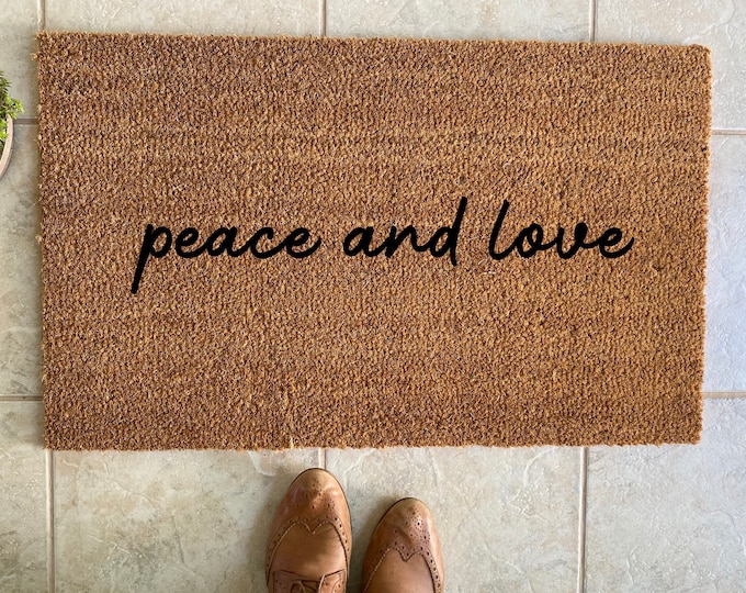 Welcome Peace and Love Doormats, Peace and Love Doormat, Home Doormats ...