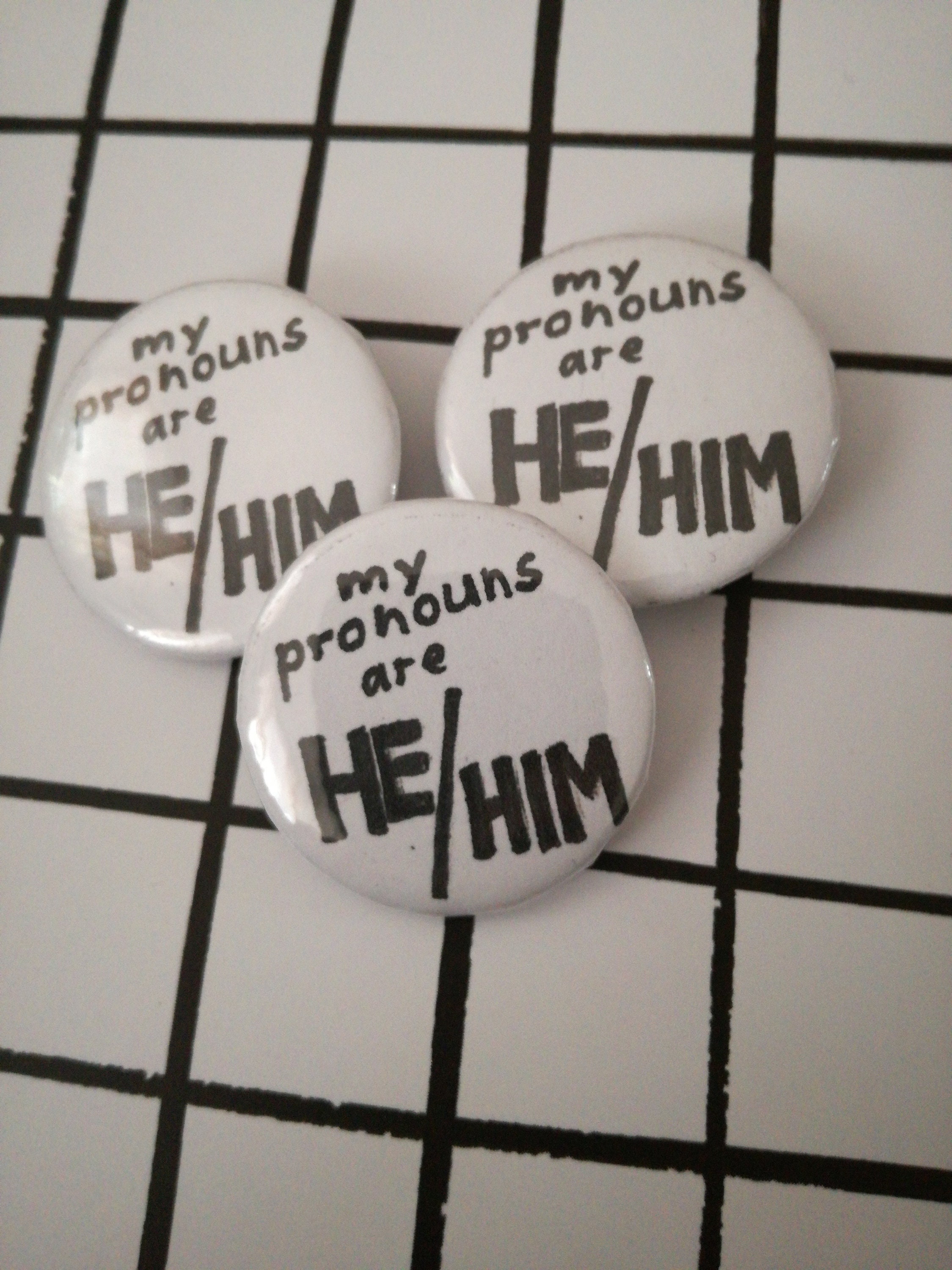 He/him Pronoun Pin Badge Button | Etsy
