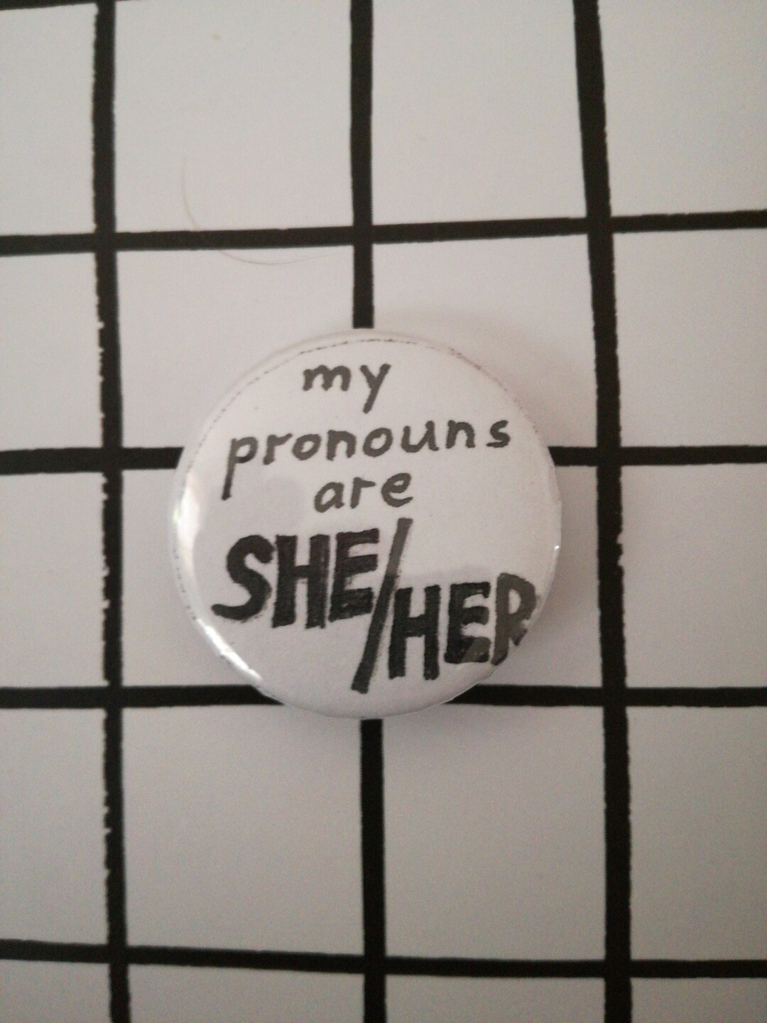 She/her Pronoun Pin Badge Button - Etsy