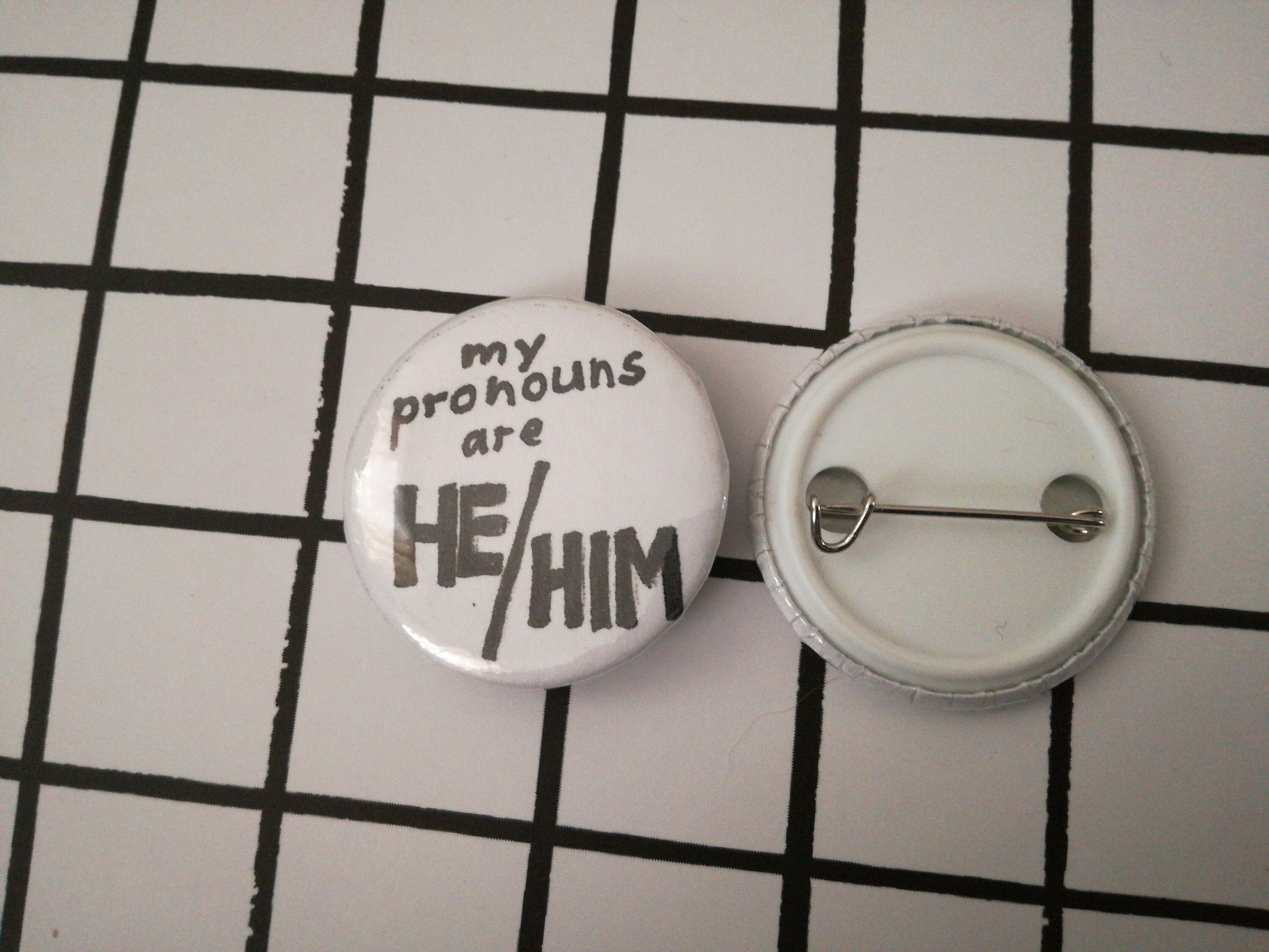 He/him Pronoun Pin Badge Button | Etsy