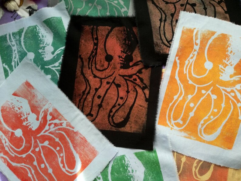 Octopus Patch-lino Print | Etsy