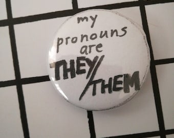 They/them Badge Button Pronoun Pins 50mm - Etsy